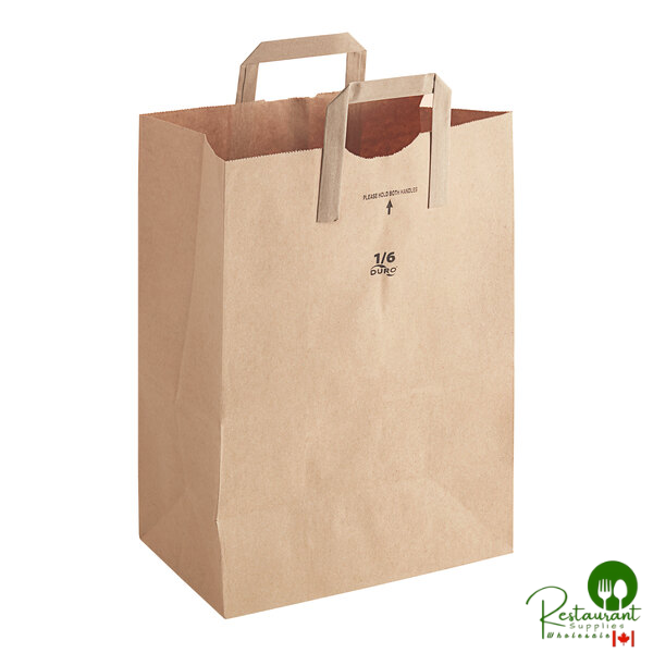Duro 1/6 Natural Kraft Paper Barrel Sack with Flat Handles - 300/Case ...